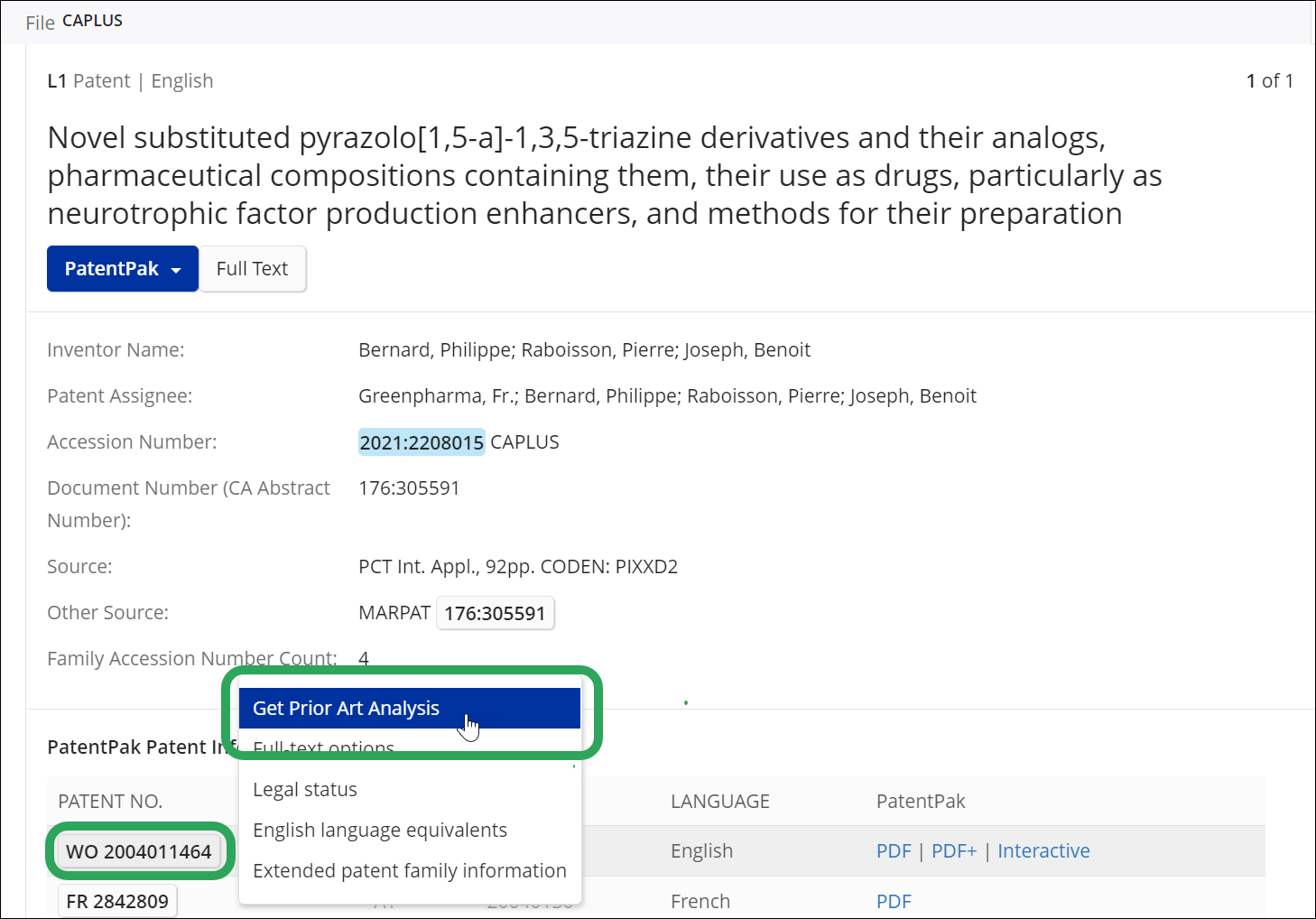 Generate Prior Art Analysis